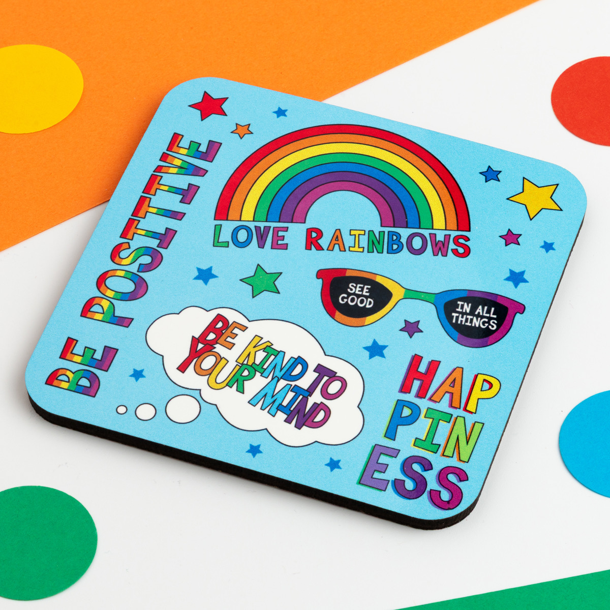 Blue Positivity Encouragement Coaster | Colour Their Day