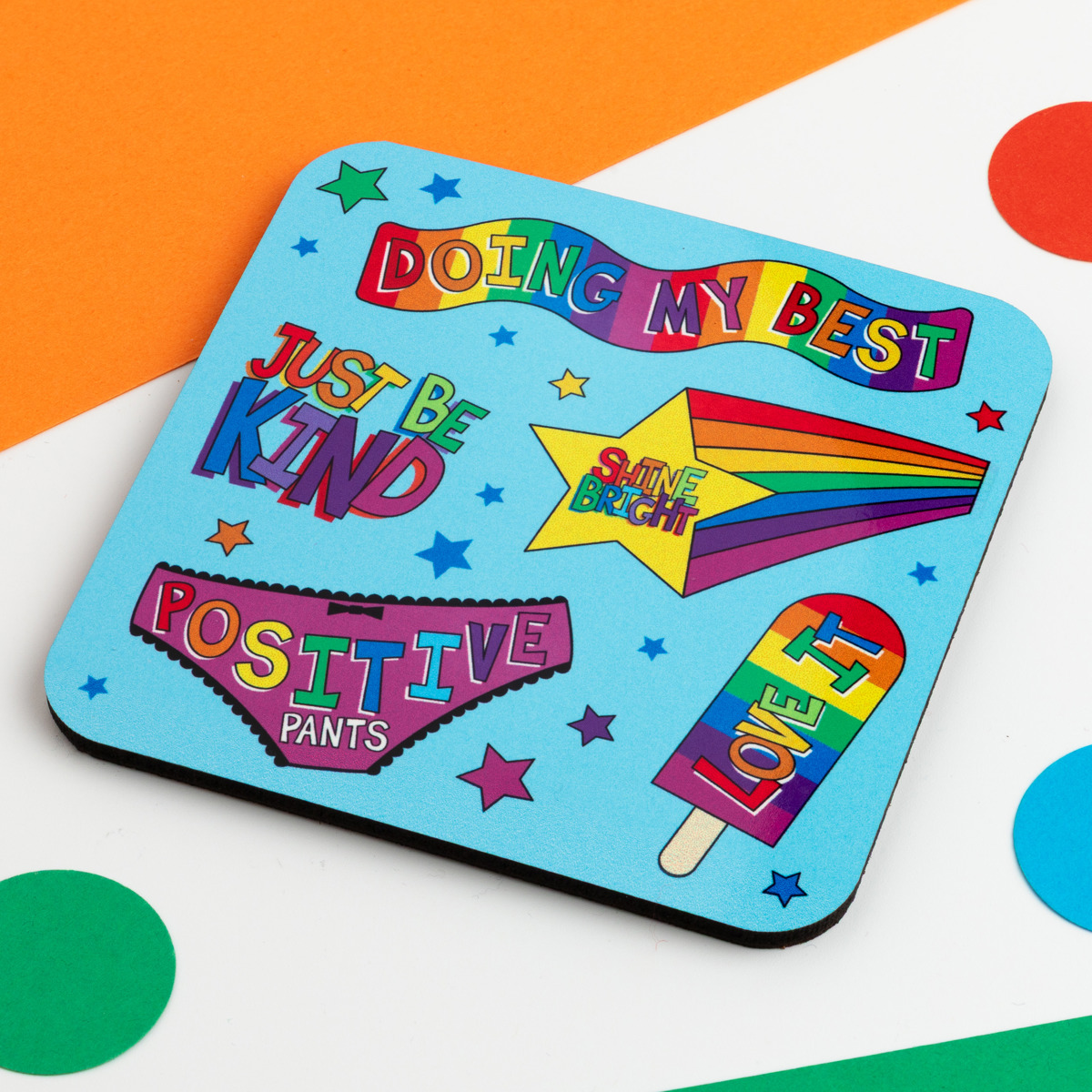 Blue Positivity Encouragement Coaster | Colour Their Day