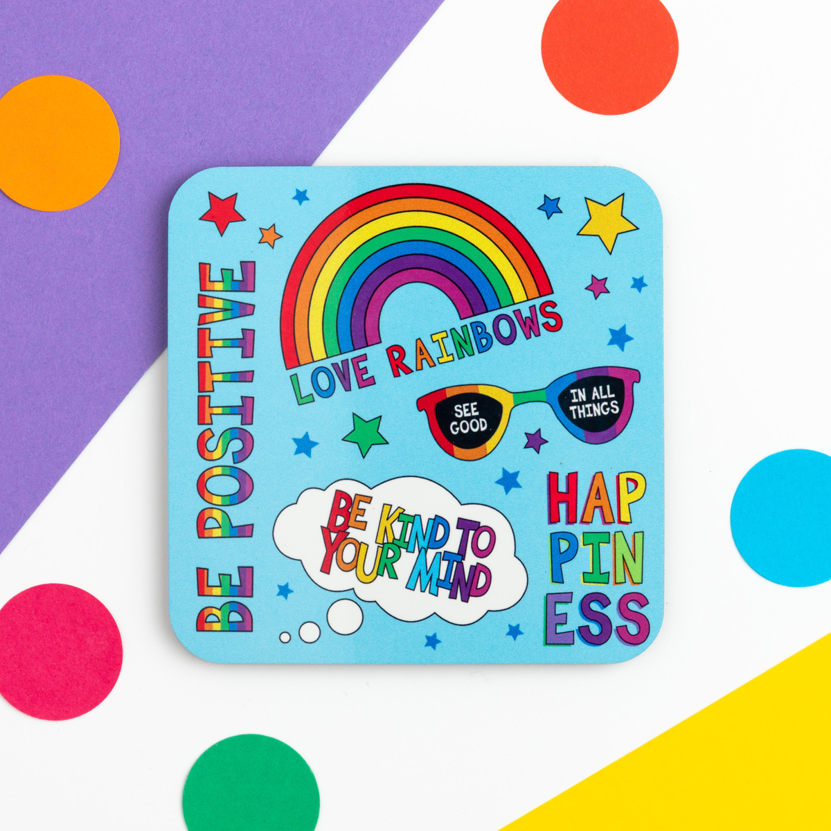 Blue Positivity Encouragement Coaster | Colour Their Day