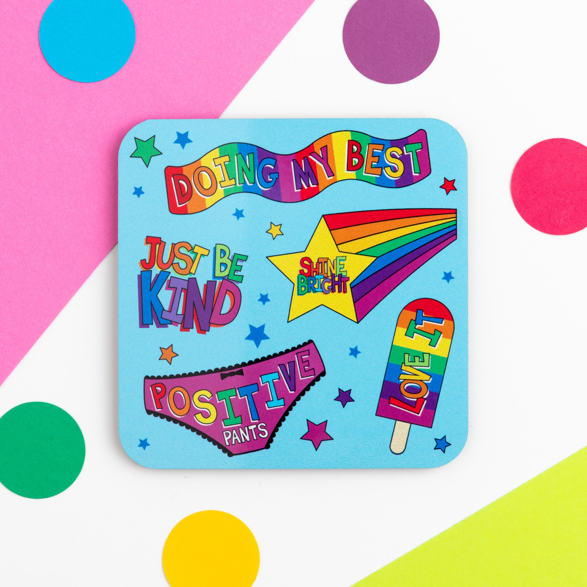 Blue Positivity Encouragement Coaster | Colour Their Day