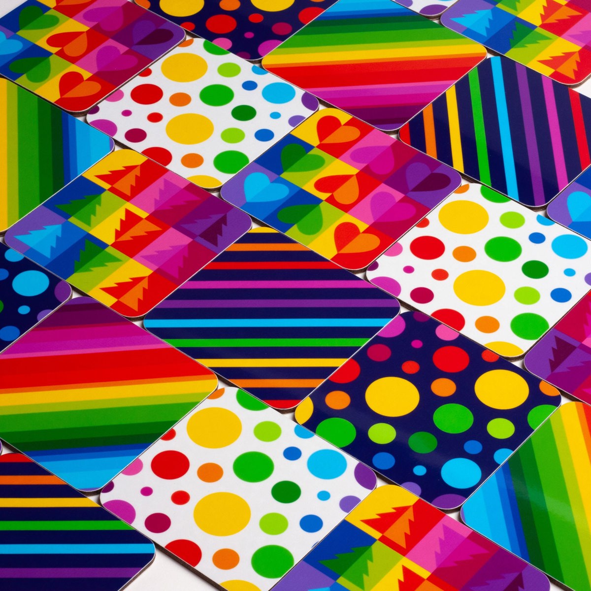 Set Of Two Rainbow Gingham Coasters CLEARANCE | Colour Their Day