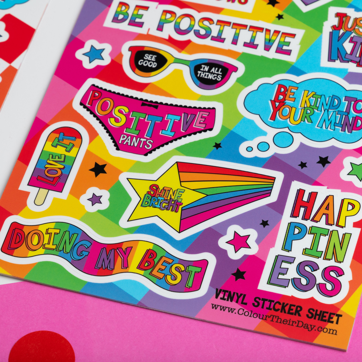 Rainbow Motivational A5 Vinyl Sticker Sheet | Colour Their Day